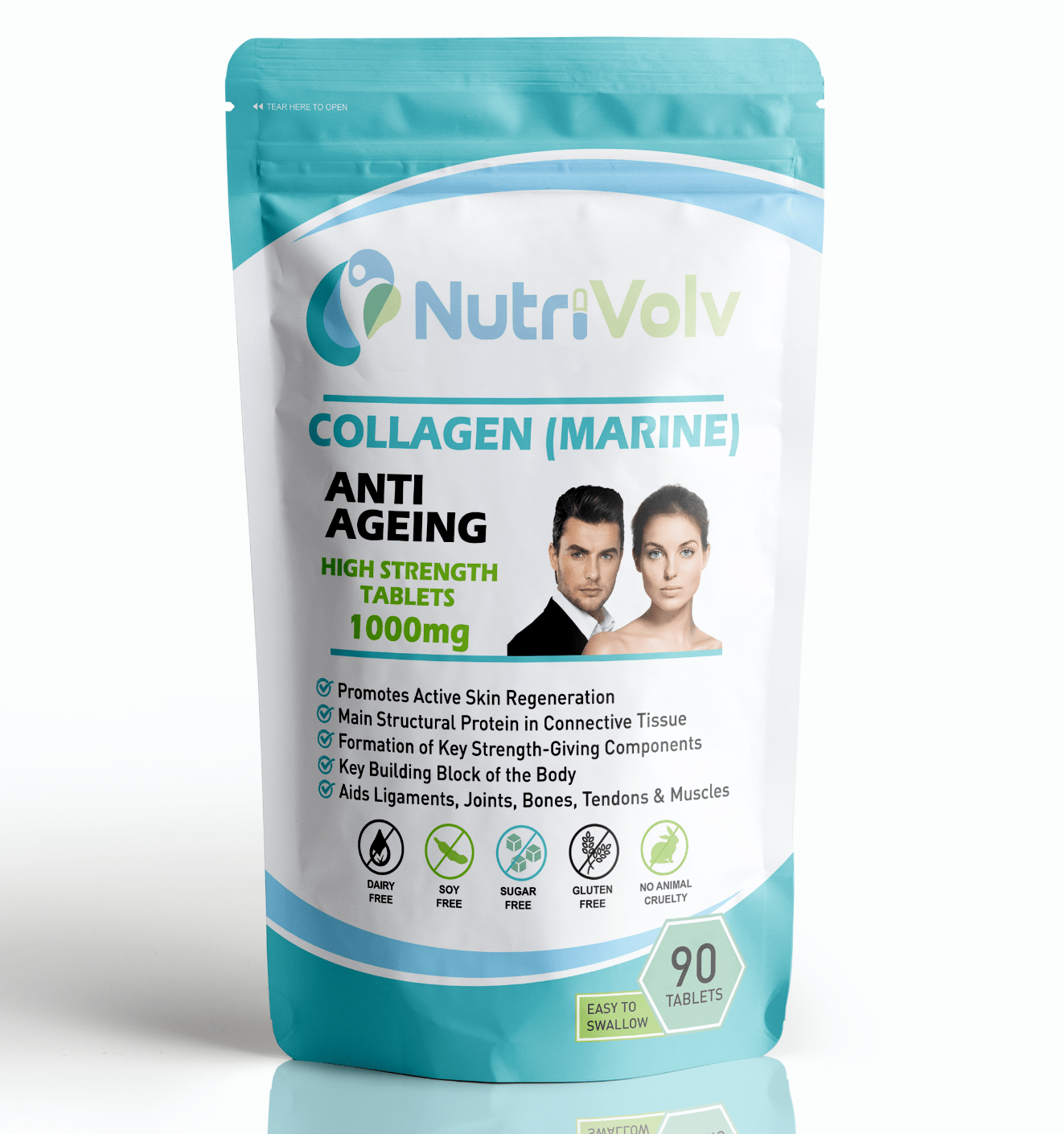 Collagen (Marine) 1000mg Tablets - NutriVolv - Vitamins and Supplements